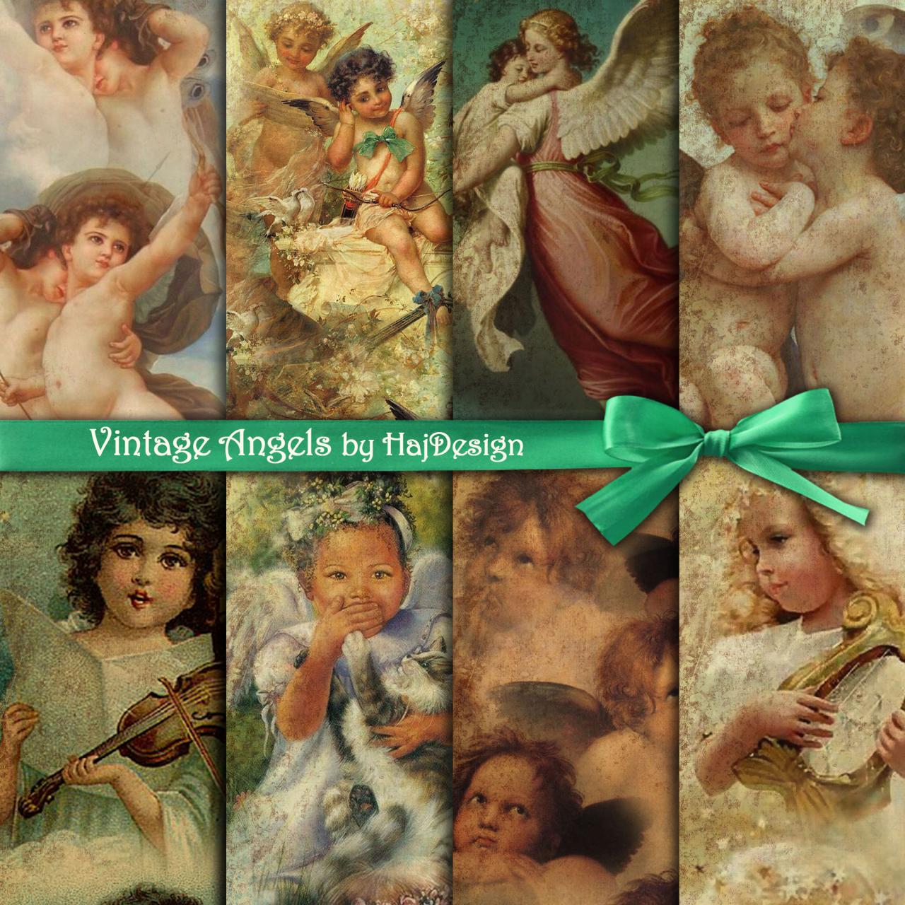 Vintage Angels - Digital Collage Sheet - Digital Paper - Decoupage ...