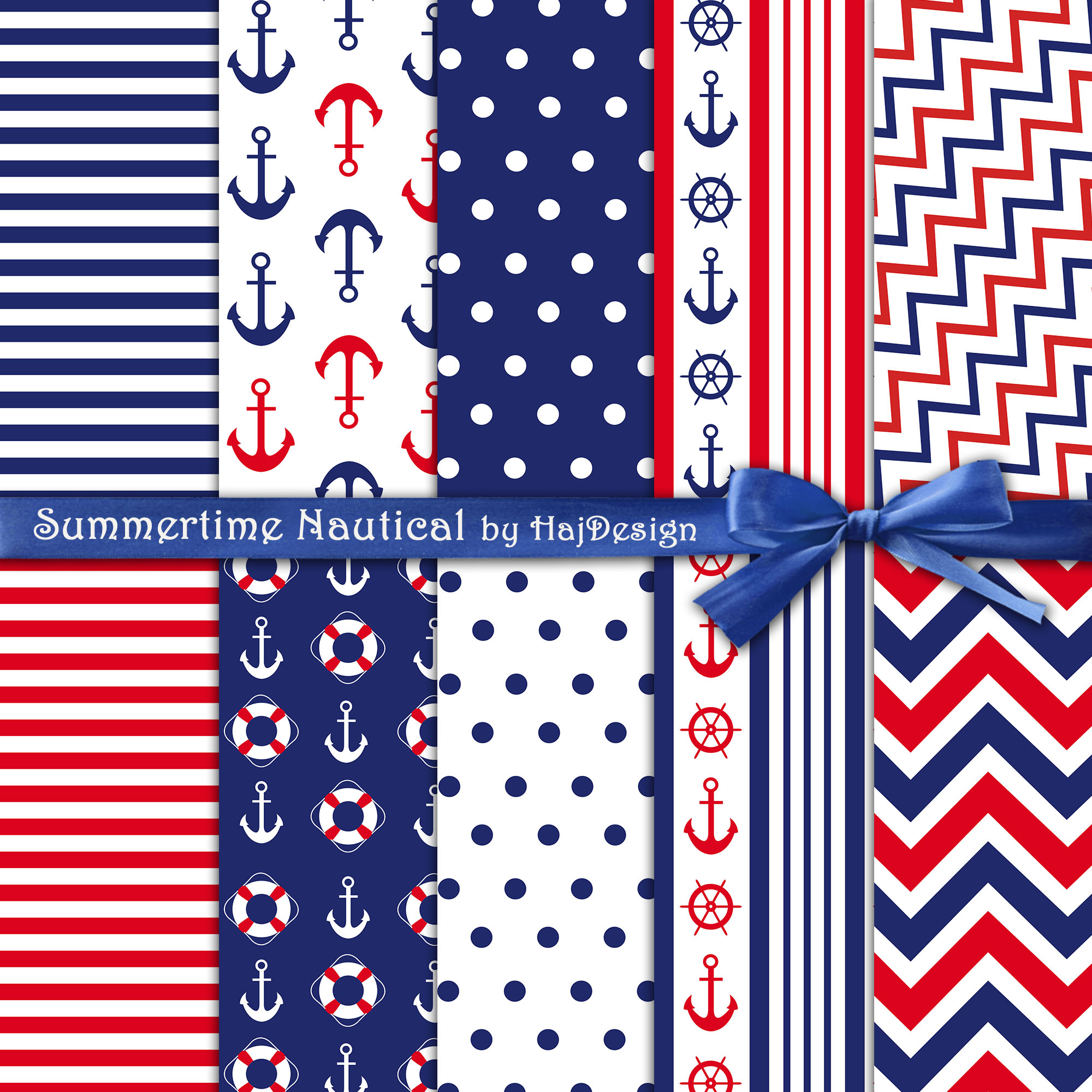 Summertime Nautical - Digital Collage Sheet - Digital Paper - Nautical ...