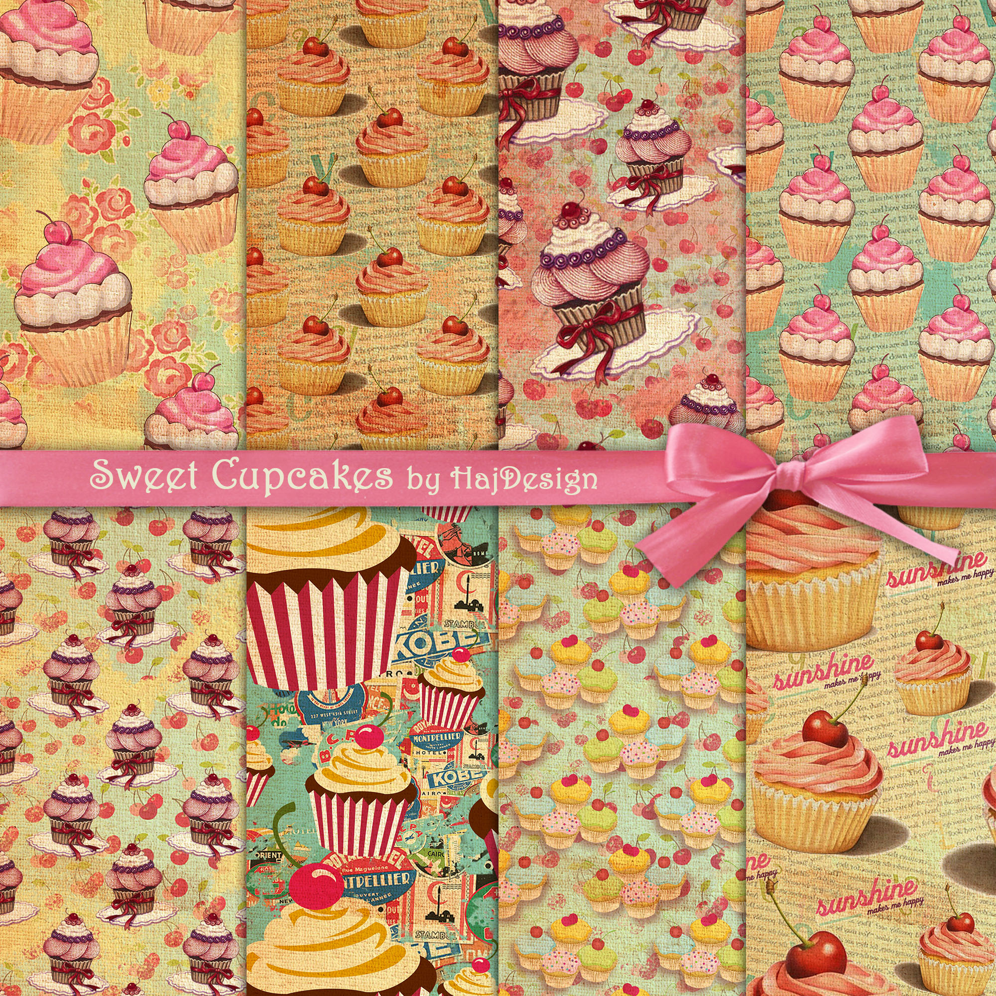 Sweet Cupcakes - Digital Collage Sheet - Digital Paper - Decoupage ...